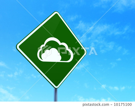 computing concept: Cloud on road sign background - Stock Illustration ...