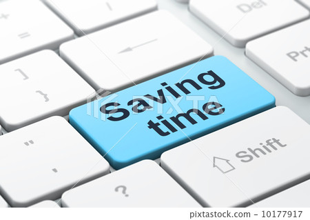 Saving Time on computer keyboard background - Stock Illustration ...