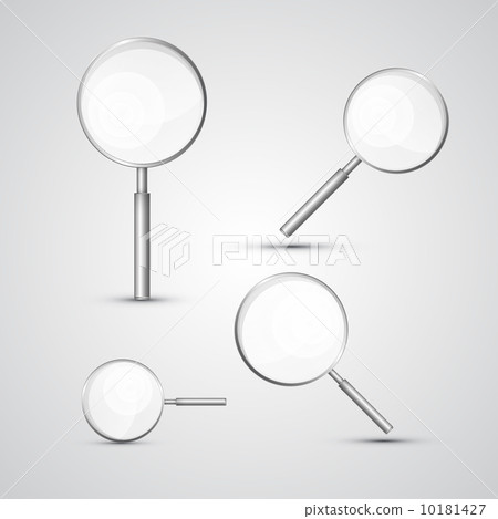 Magnifying Glass Set Isolated on Grey Background - Stock Illustration ...