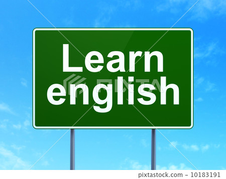 Education concept: Learn English on road sign... - Stock Illustration ...
