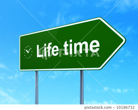 Life Time and Clock on road sign background - Stock Illustration ...