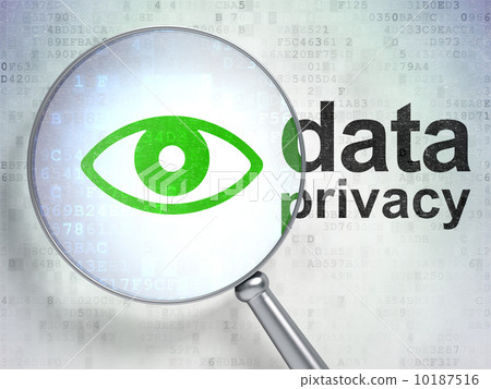 Privacy concept: Eye and Data with optical glass - Stock Illustration ...