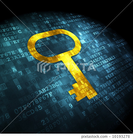 Protection concept: Key on digital background - Stock Illustration ...