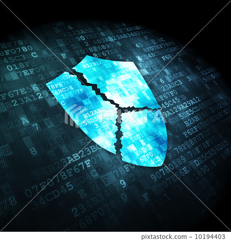 Privacy concept: Broken Shield on digital... - Stock Illustration ...