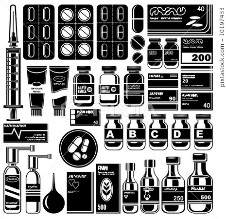 Set of medicament symbols.-插圖素材 [10197433] - PIXTA圖庫