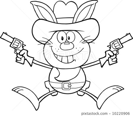 Black And White Cowboy Rabbit Cartoon Character... - Stock Illustration ...