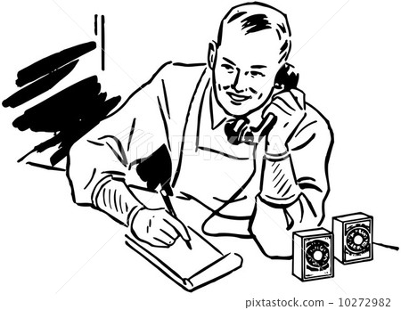 Grocer Taking Phone Order - Stock Illustration [10272982] - PIXTA