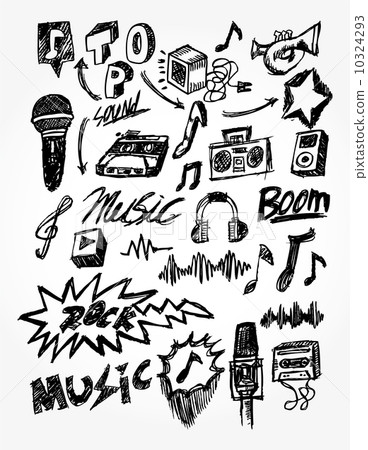 hand draw music element - Stock Illustration [10324293] - PIXTA