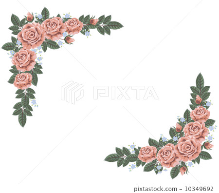 An old-fashioned rose frame - Stock Illustration [10349692] - PIXTA