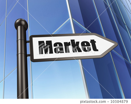 Finance concept: sign Market on Building... - Stock Illustration ...