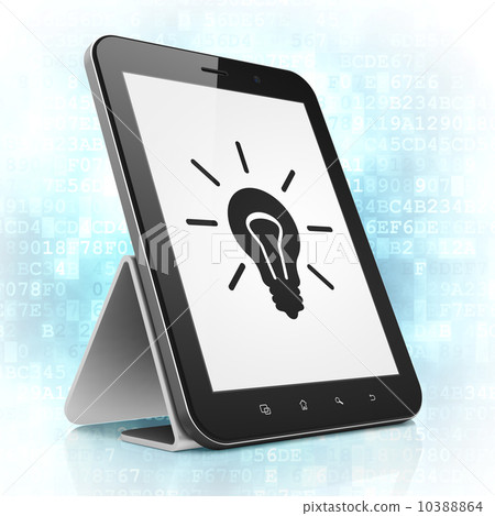 Business concept: Light Bulb on tablet pc computer - Stock Illustration ...