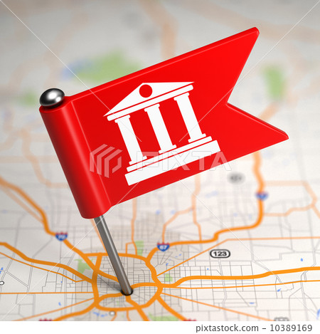 Bank Sign - Small Flag on a Map Background. - Stock Illustration ...