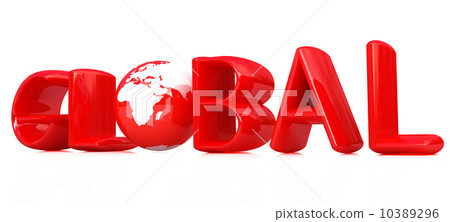 3d text "Global" with globe. - Stock Illustration [10389296] - PIXTA