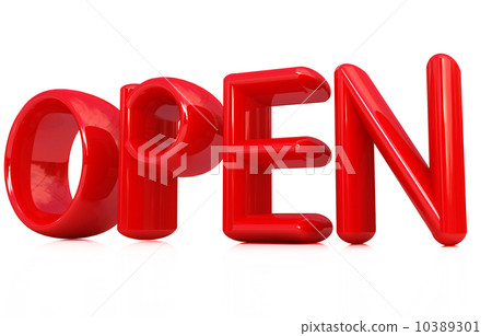 "open" 3d red text - Stock Illustration [10389301] - PIXTA