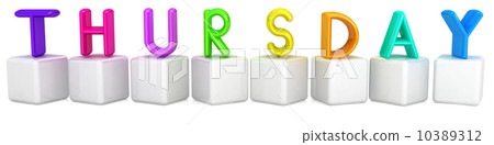 Colorful 3d letters "Thursday" on white cubes - Stock Illustration ...