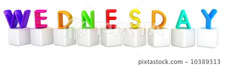 Colorful 3d letters "Wednesday" on white cubes - Stock Illustration ...