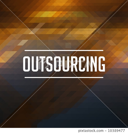 Outsourcing Concept on Retro Triangle Background. - Stock Illustration ...