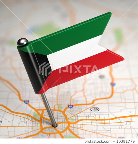 Kuwait Small Flag on a Map Background.-插圖素材 [10391779] - PIXTA圖庫