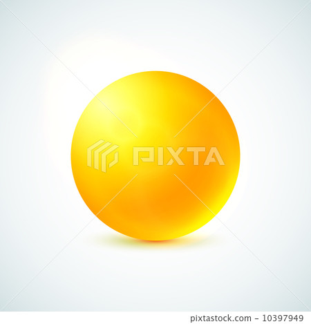 Yellow glossy sphere isolated on white - Stock Illustration [10397949 ...