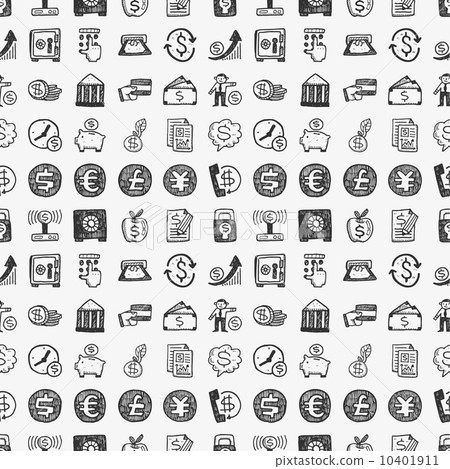 seamless doodle financial pattern - Stock Illustration [10401911] - PIXTA