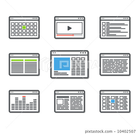 Different web browser icons set with page... - Stock Illustration ...