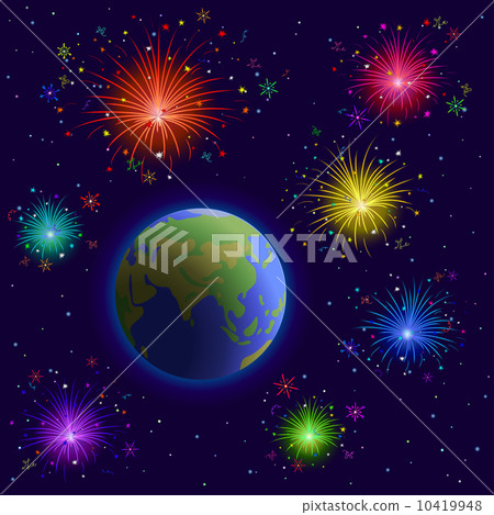 Earth and firework - Stock Illustration [10419948] - PIXTA