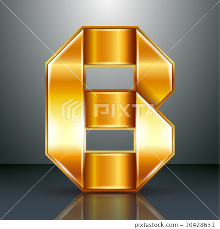 Letter metal gold ribbon - B - Stock Illustration [10428631] - PIXTA