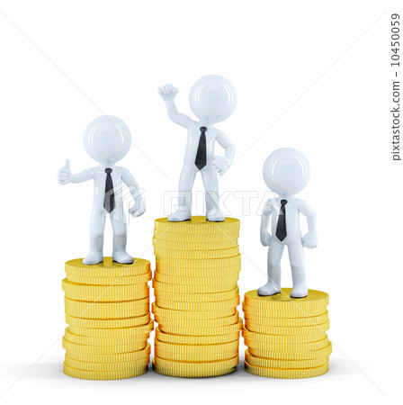 Business people on top of euro coin piles.... - Stock Illustration ...
