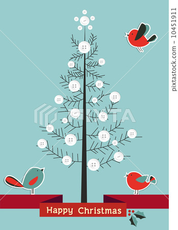 Happy Christmas winter tree background - Stock Illustration [10451911 ...
