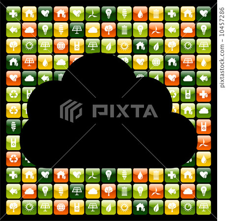 Global mobile phone green apps icons cloud - Stock Illustration ...