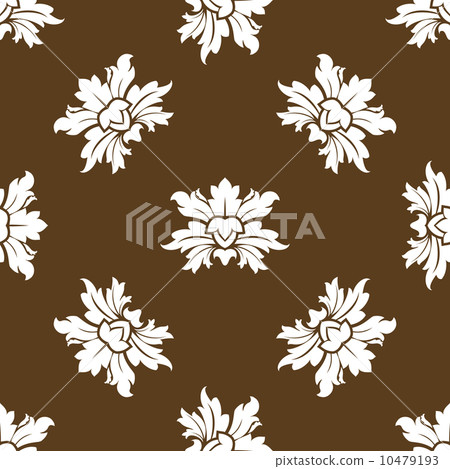 Brown seamless floral pattern with stylized... - Stock Illustration ...