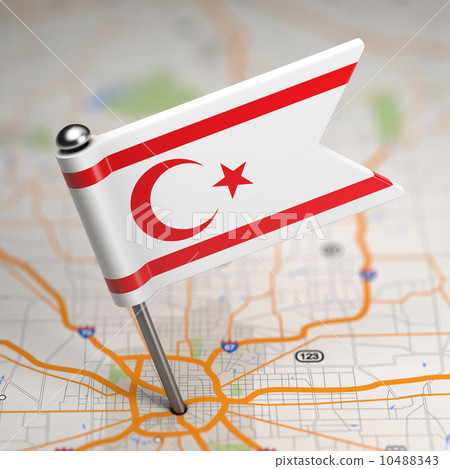 North Cyprus Small Flag on a Map Background. - Stock Illustration ...