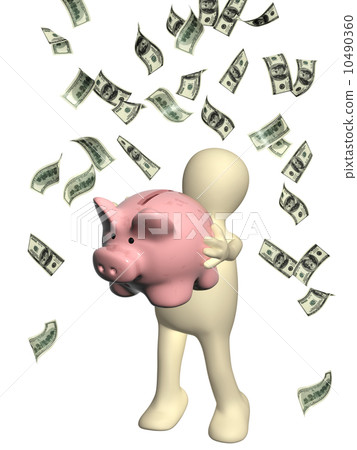Happy puppet and banknotes of dollars - Stock Illustration [10490360 ...