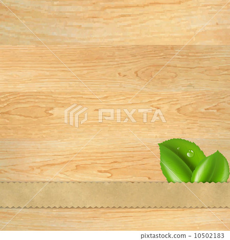 Wood Texture With Ribbon And Leaf - Stock Illustration [10502183] - PIXTA
