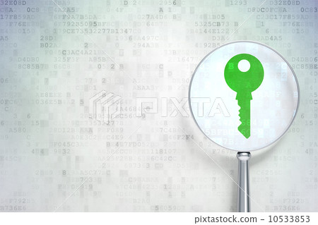 Safety concept: Key with optical glass on... - Stock Illustration ...
