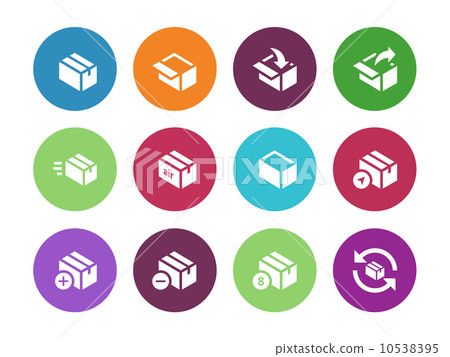 Box circle icons on white background. - Stock Illustration [10538395 ...