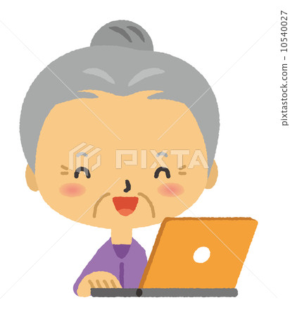 Granny Grandma Computer - Stock Illustration [10540027] - PIXTA