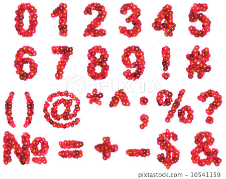 Red flower digits isolated on white backround - Stock Illustration ...