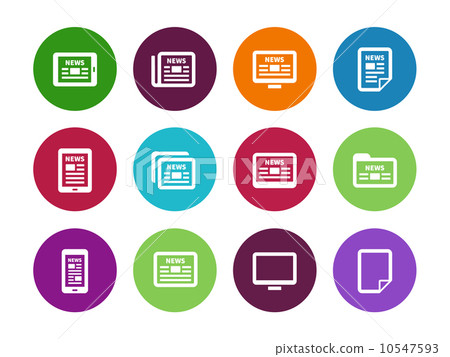 Newspaper circle icons on white background. - Stock Illustration ...