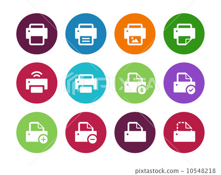 Printer circle icons on white background. - Stock Illustration ...