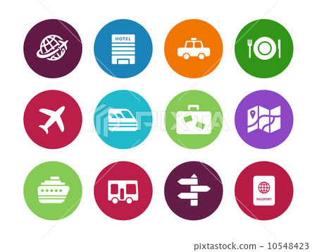 Travel circle icons on white background. - Stock Illustration [10548423 ...