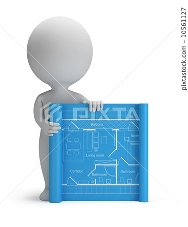 3d small people - blueprint - Stock Illustration [10561127] - PIXTA