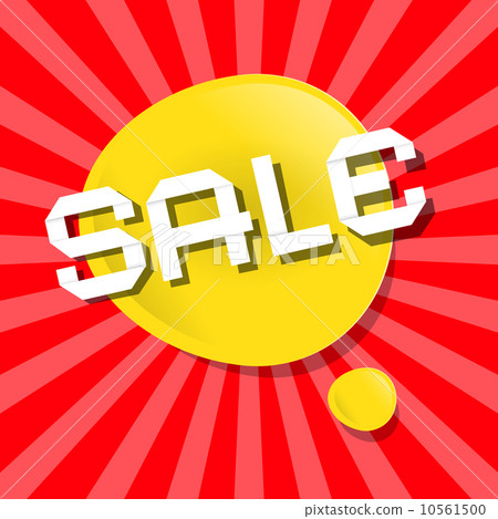 Vector Yellow Sale Bubble Icon on Red Backgound - Stock Illustration ...