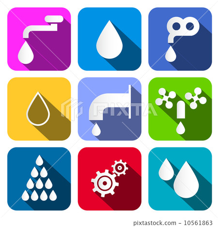 Colorful Vector Water Symbols - Icons Set - Stock Illustration ...