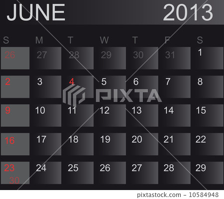 Calendar 2013. June. Vector Illustration - Stock Illustration [10584948 ...