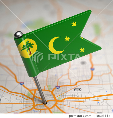 Cocos (Keeling) Islands Small Flag on a Map... - Stock Illustration ...