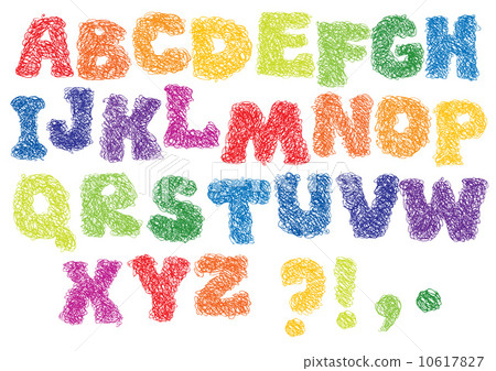 Sketch Alphabet - different colors letters are... - Stock Illustration ...