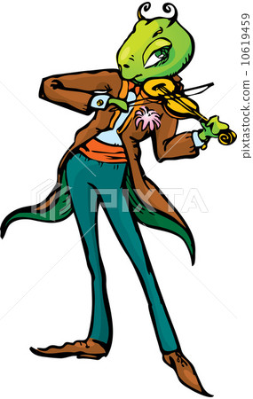 cartoon of grasshopper playing violin - Stock Illustration [10619459 ...