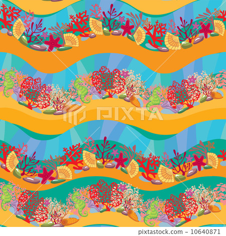 Seamless pattern with Coral Reef and Marine... - Stock Illustration ...