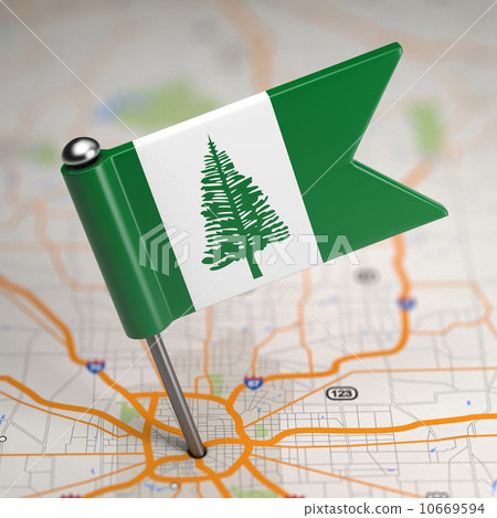 Norfolk Island Small Flag on a Map Background. - Stock Illustration ...